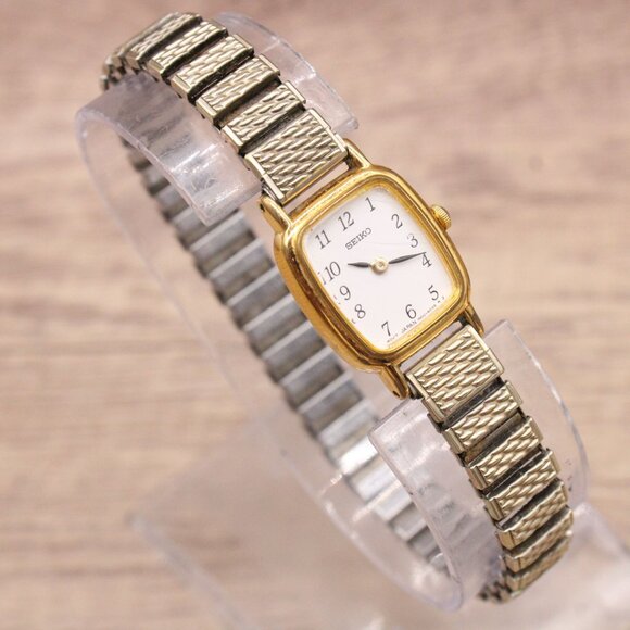 Seiko | Accessories | Vintage Seiko Watch Womens Gold Tone Stainless Steel Classic Rectangular ...